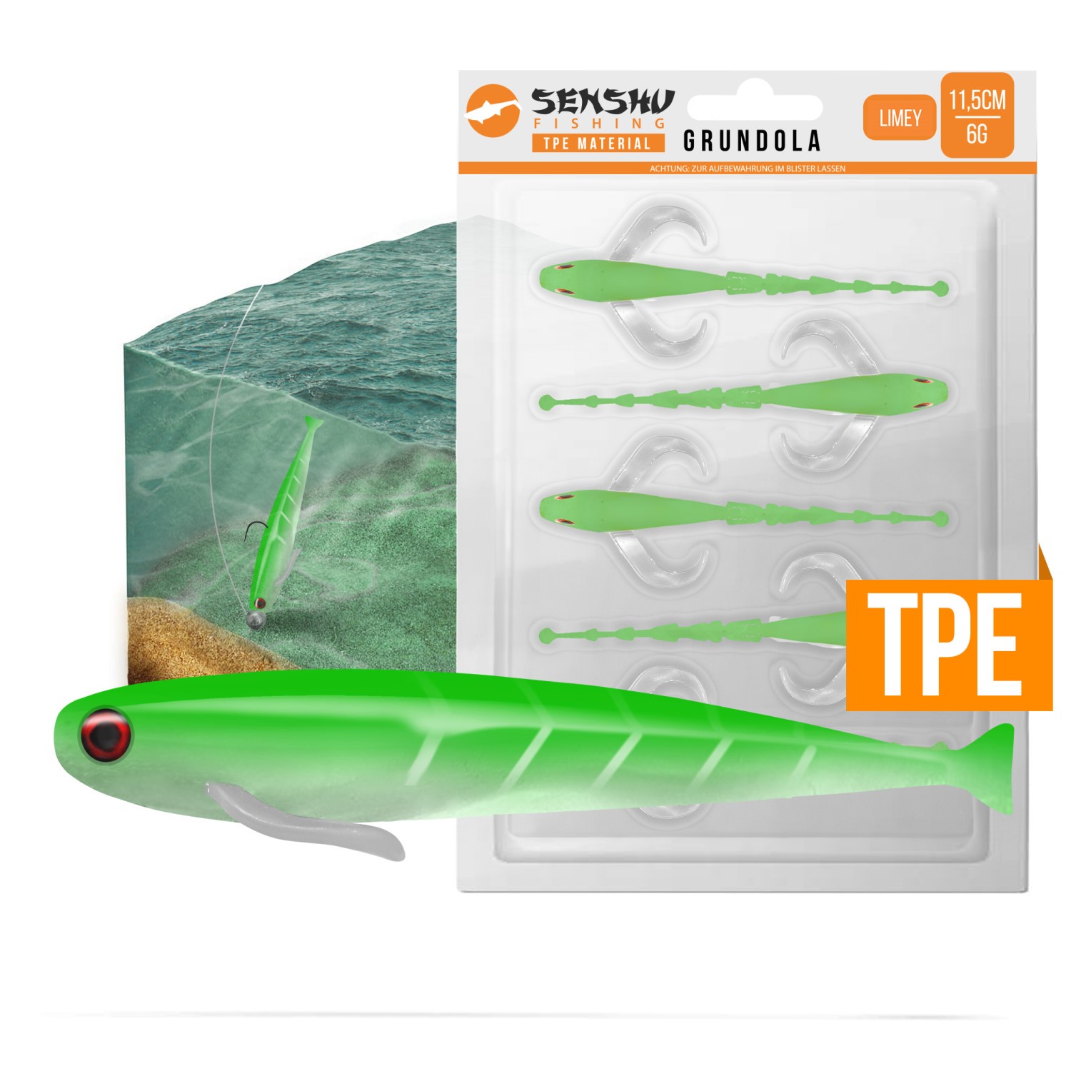 Senshu Grondel 11,5cm - 6gr - 5 Stuks - Limey | Limey | DOM042907008